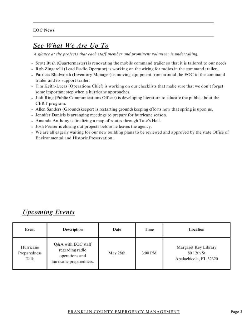 Weekly Newsletter – Franklin County Emergency Management